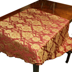 Dining | Damask Jacquard Burgundy And Gold Oval Table Cloth | Poshmark